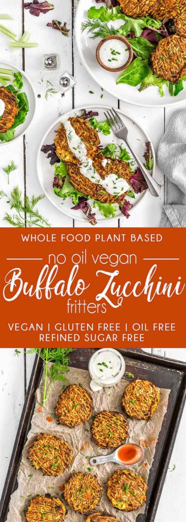 No Oil Vegan Buffalo Zucchini Fritters - Monkey and Me Kitchen Adventures