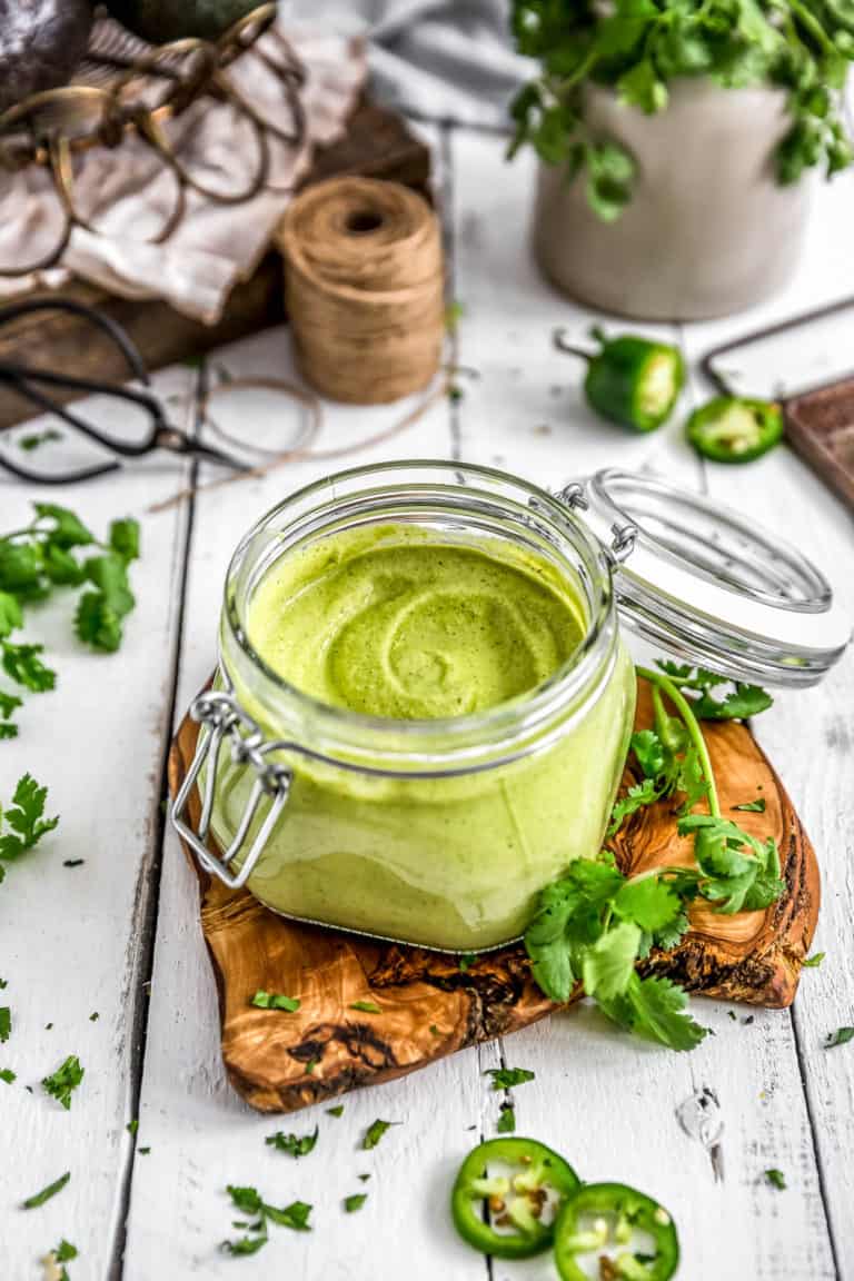 Spicy Green Chile Cilantro Sauce - Monkey and Me Kitchen Adventures