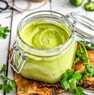 Spicy Green Chile Cilantro Sauce - Monkey and Me Kitchen Adventures