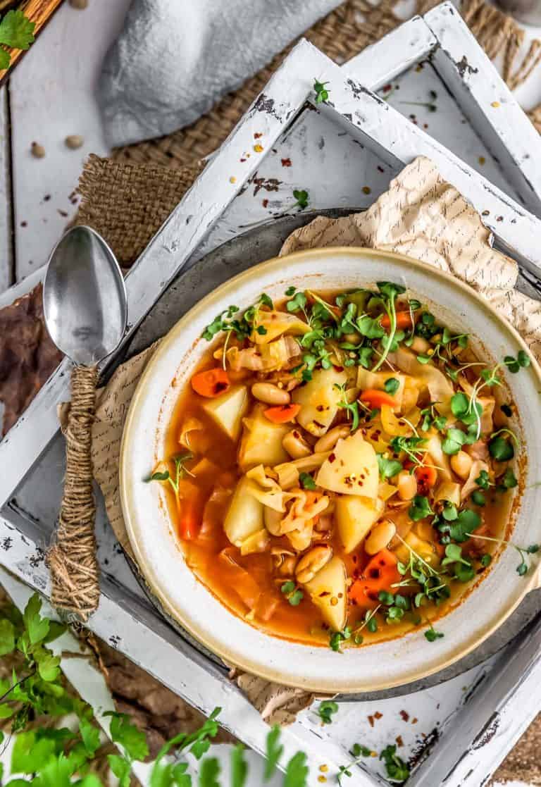 Cabbage Potato Bean Soup - Monkey and Me Kitchen Adventures