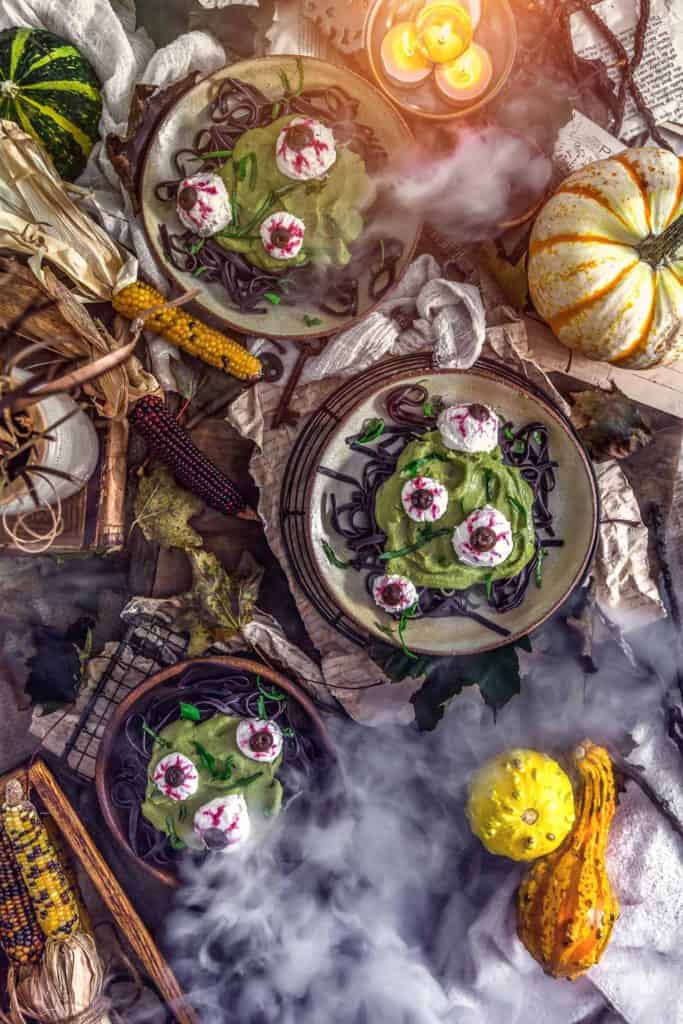 Spooky Spinach Halloween Pasta - Monkey and Me Kitchen Adventures