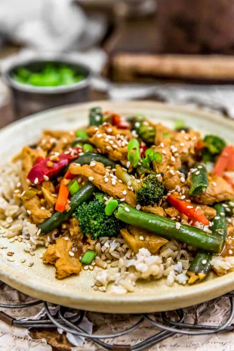 Vegan Spicy Honey Garlic Stir Fry - Monkey and Me Kitchen Adventures