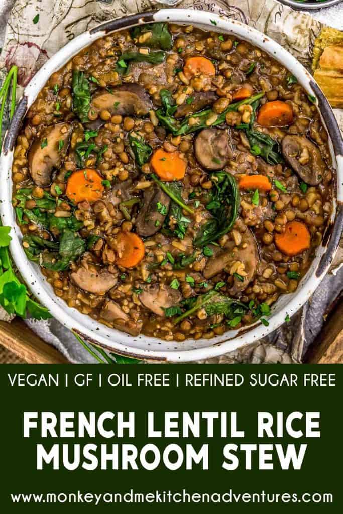 French Lentil Rice Mushroom Stew - Monkey and Me Kitchen Adventures