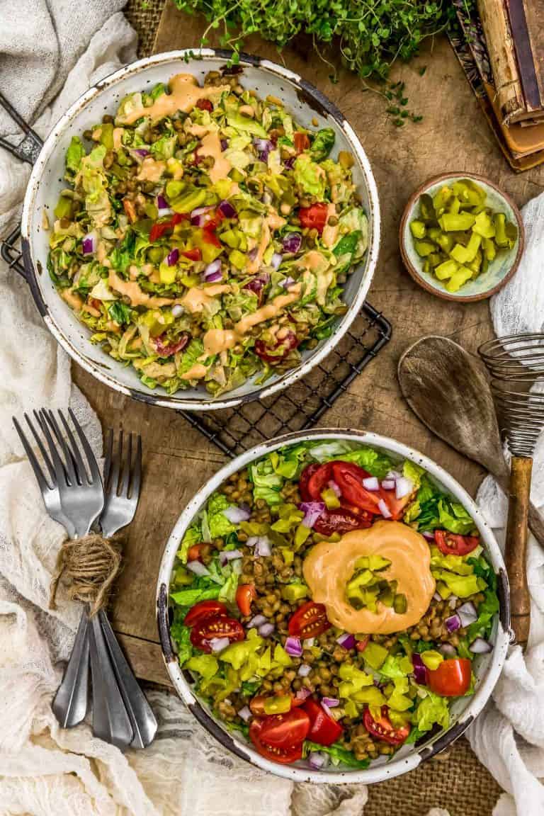 Vegan Big Mac Salad - Monkey and Me Kitchen Adventures