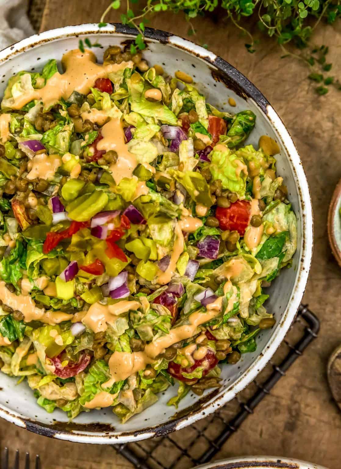 Vegan Big Mac Salad - Monkey and Me Kitchen Adventures