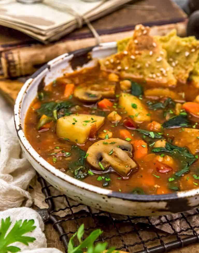 Chickpea Mushroom Shawarma Soup - Monkey and Me Kitchen Adventures