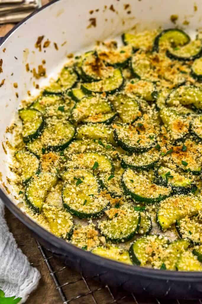 Simple Vegan Parmesan Zucchini - Monkey and Me Kitchen Adventures