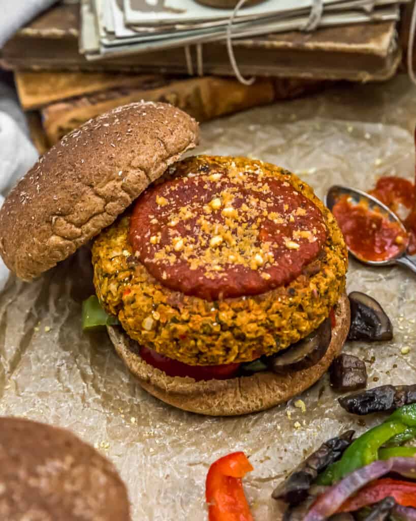 Vegan Pizza Burger - Monkey and Me Kitchen Adventures
