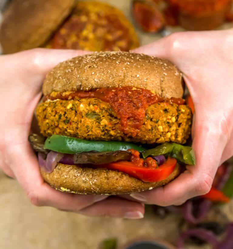 Vegan Pizza Burger - Monkey and Me Kitchen Adventures
