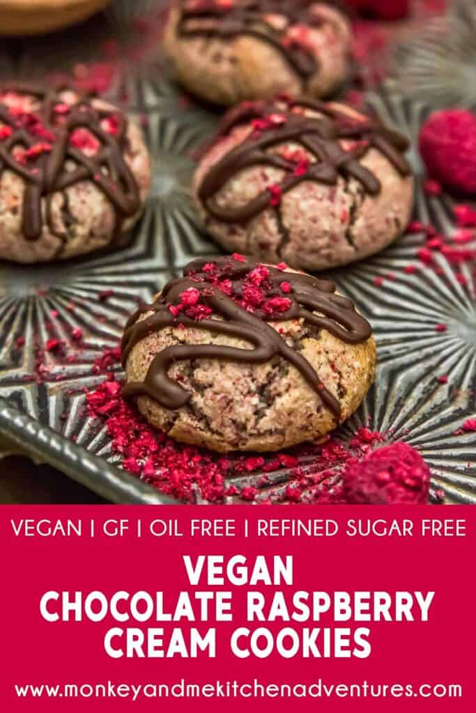Vegan Chocolate Raspberry Cream Cookies - Monkey and Me Kitchen Adventures