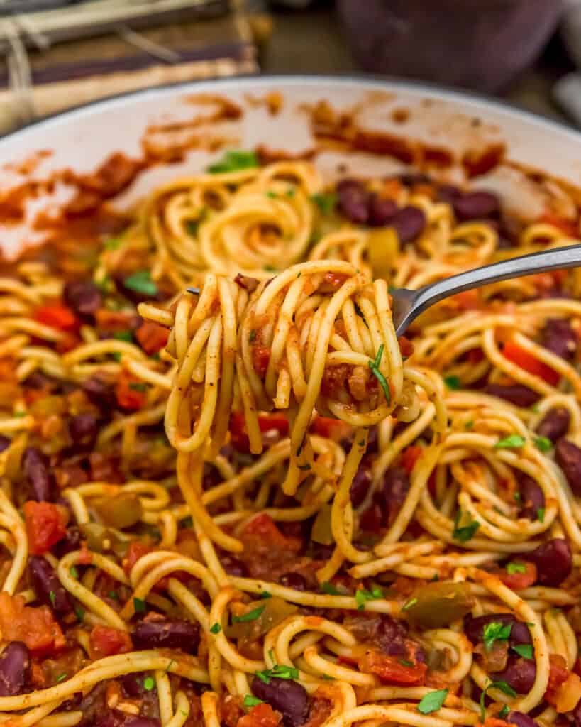 Vegan Chili-ghetti - Monkey and Me Kitchen Adventures