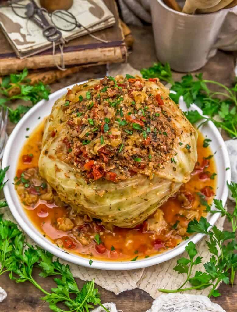 Instant Pot Lentil Pilaf Whole Stuffed Cabbage - Monkey and Me Kitchen ...