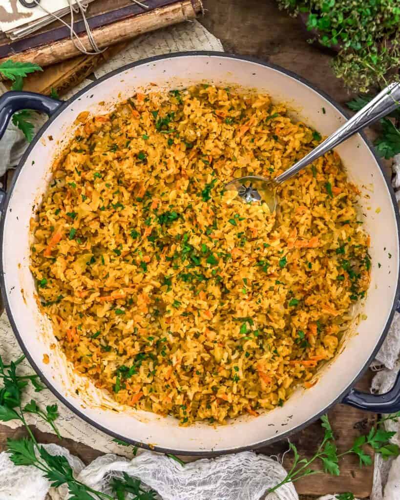 Oil Free Vegan Buffalo Ranch Rice - Monkey and Me Kitchen Adventures