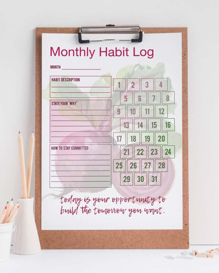 Monthly Habit Log Printable - Monkey and Me Kitchen Adventures