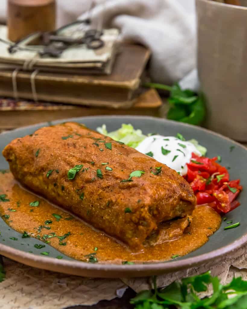 Vegan Smothered Bean Burritos - Monkey and Me Kitchen Adventures