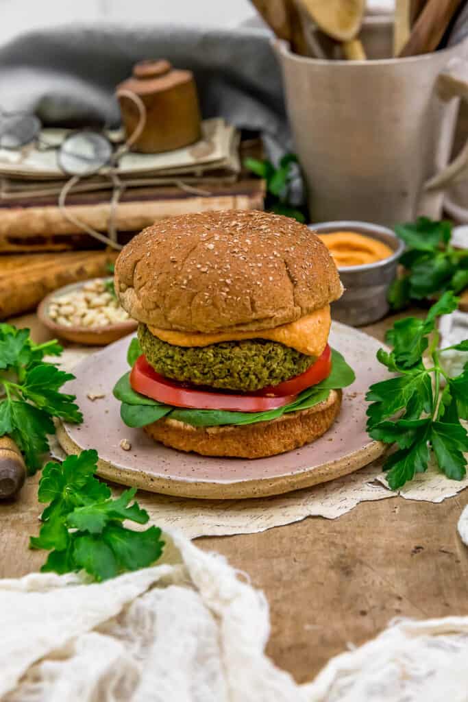 Vegan Pesto Burger - Monkey and Me Kitchen Adventures