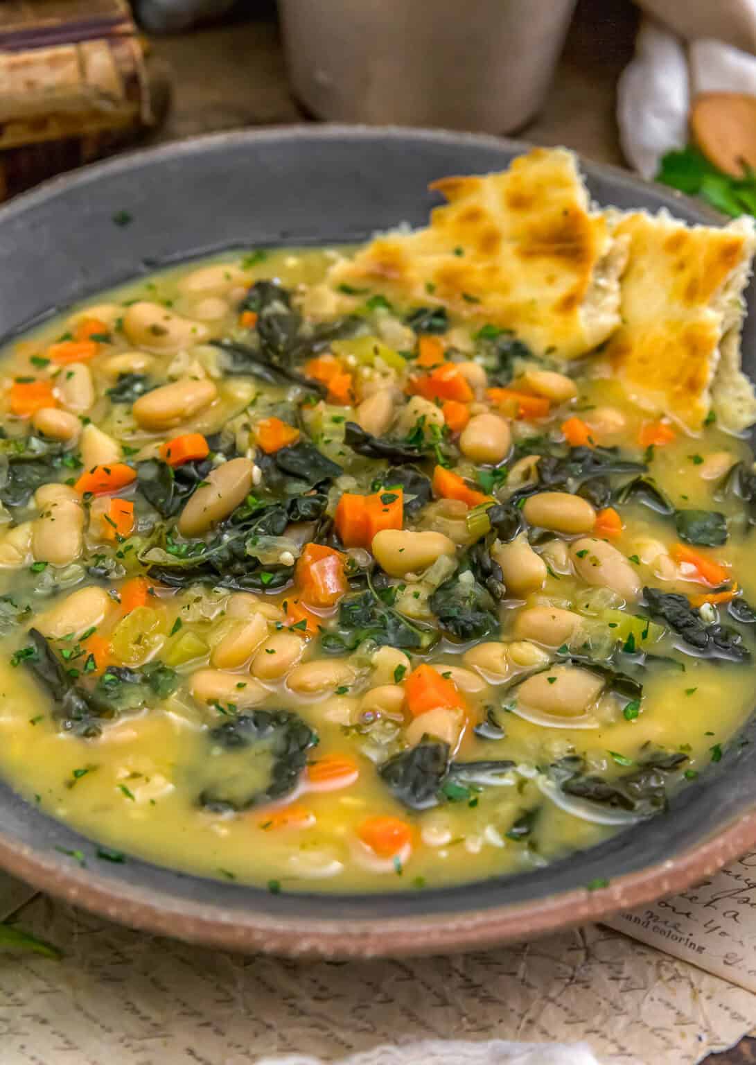Low-Fat White Bean Rosemary Soup with Kale - Monkey and Me Kitchen ...