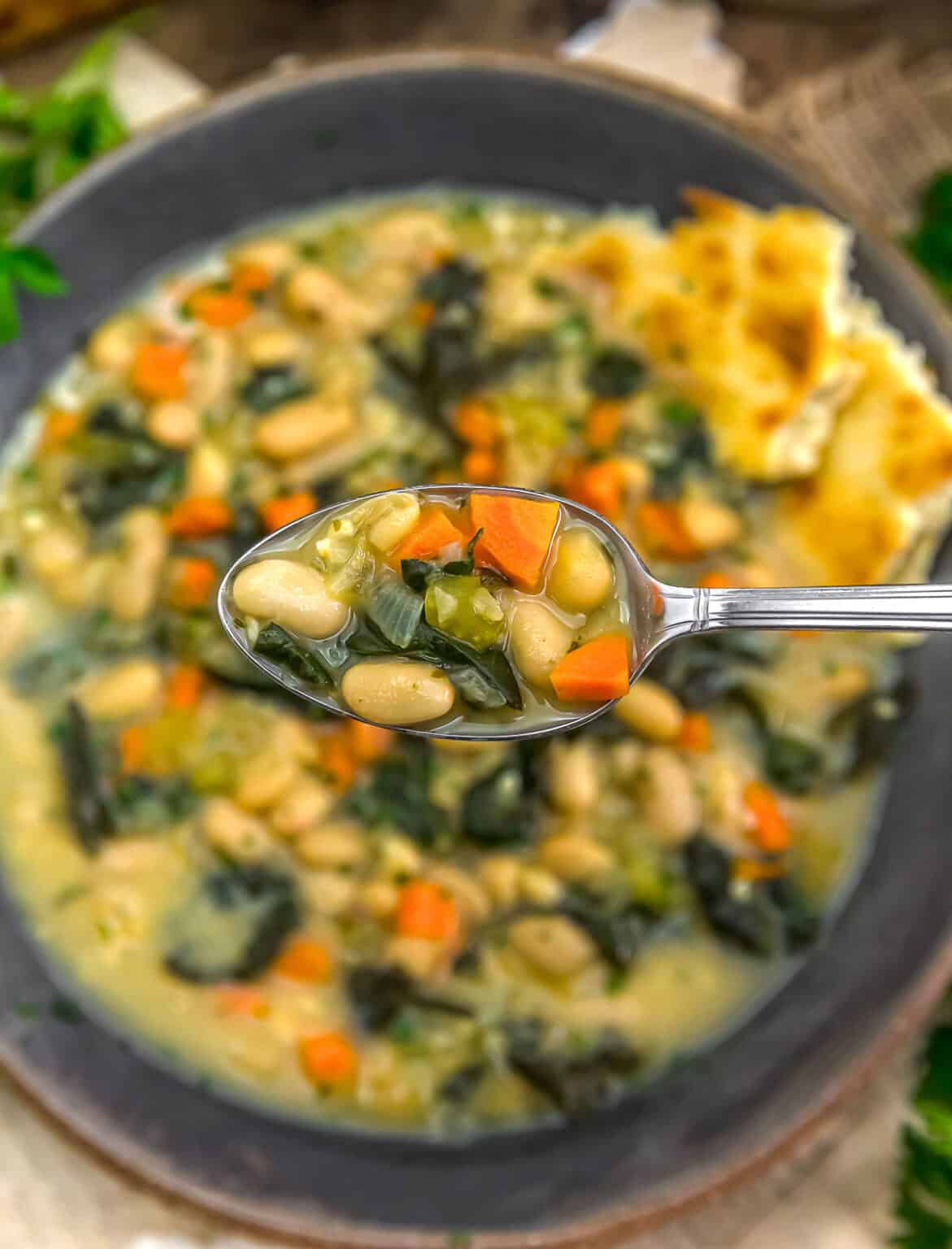 Low-Fat White Bean Rosemary Soup with Kale - Monkey and Me Kitchen ...