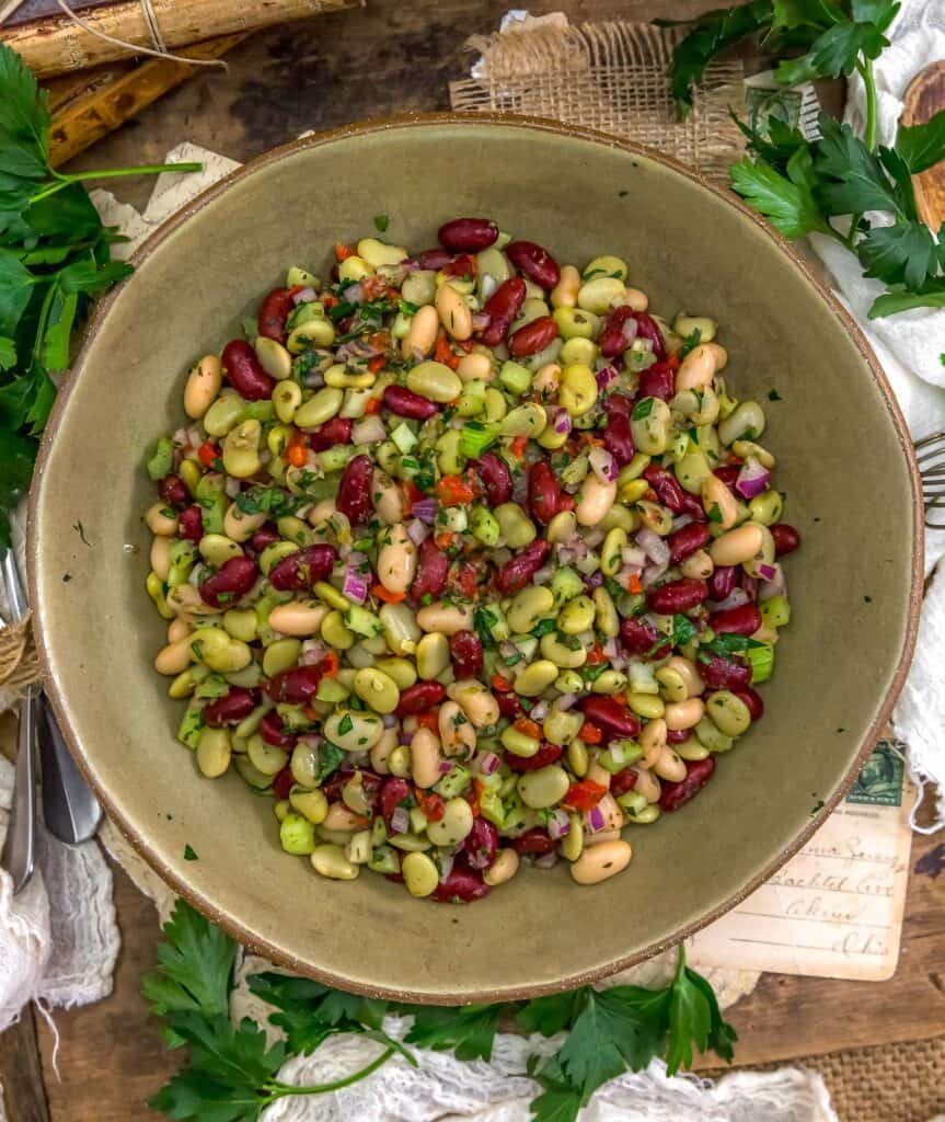 Low-Fat Marinated Italian Bean Salad - Monkey and Me Kitchen Adventures