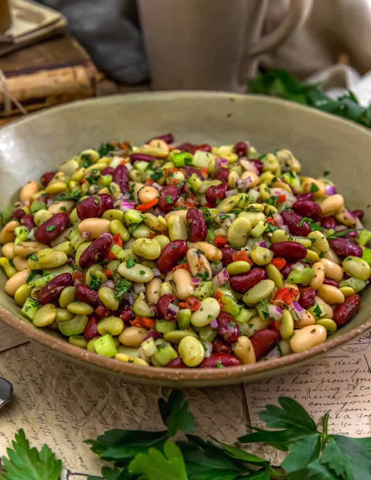 Low-Fat Marinated Italian Bean Salad - Monkey and Me Kitchen Adventures