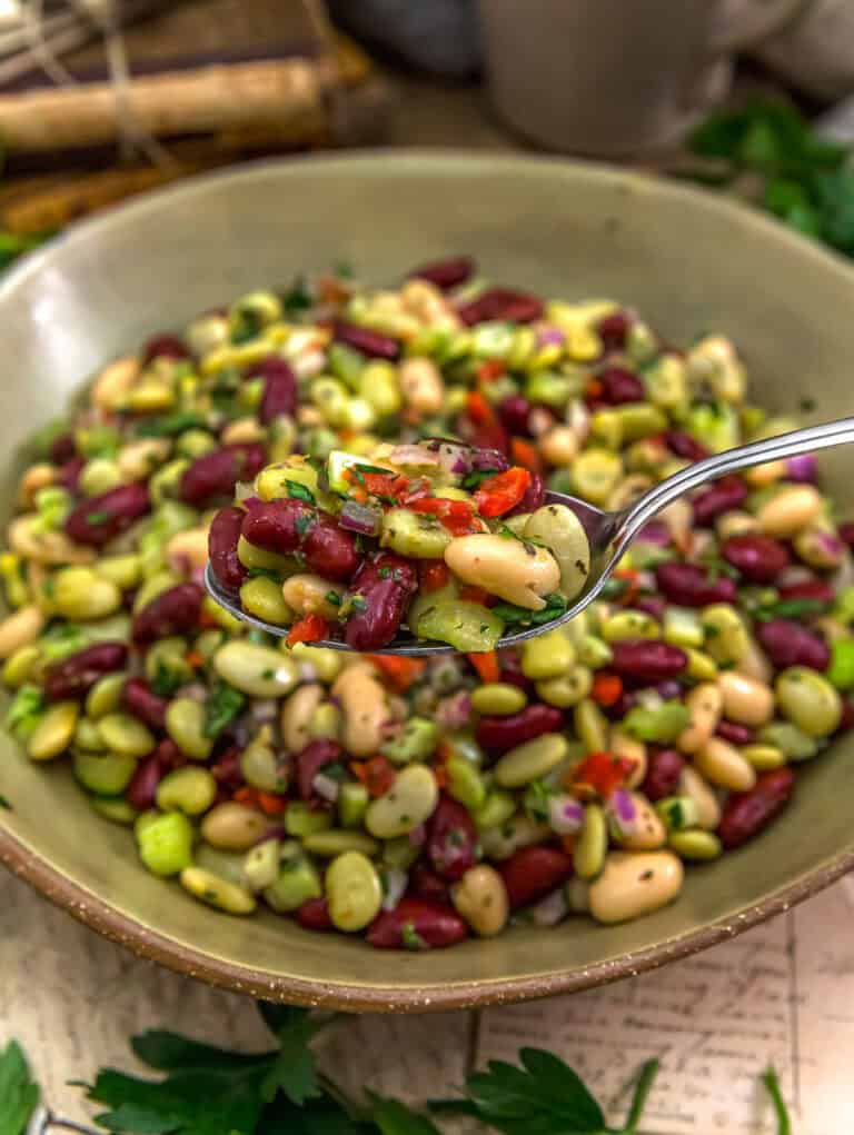 Low-Fat Marinated Italian Bean Salad - Monkey and Me Kitchen Adventures