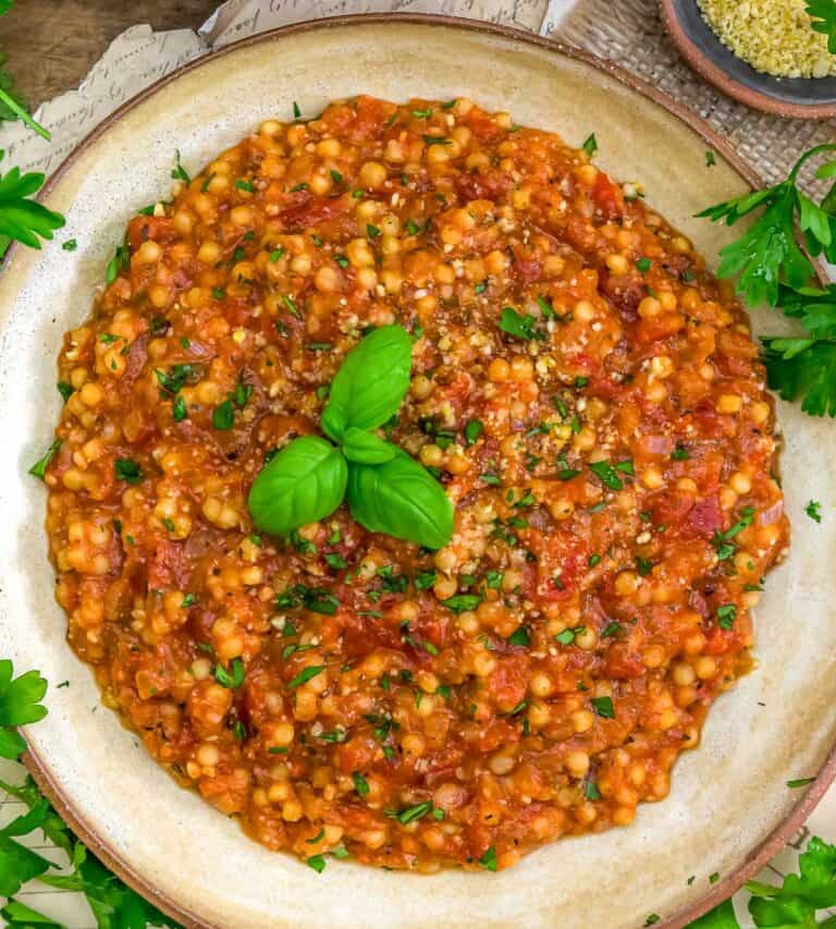 Italian Fregola-Style (Sardinian) Pasta Skillet - Monkey and Me Kitchen ...