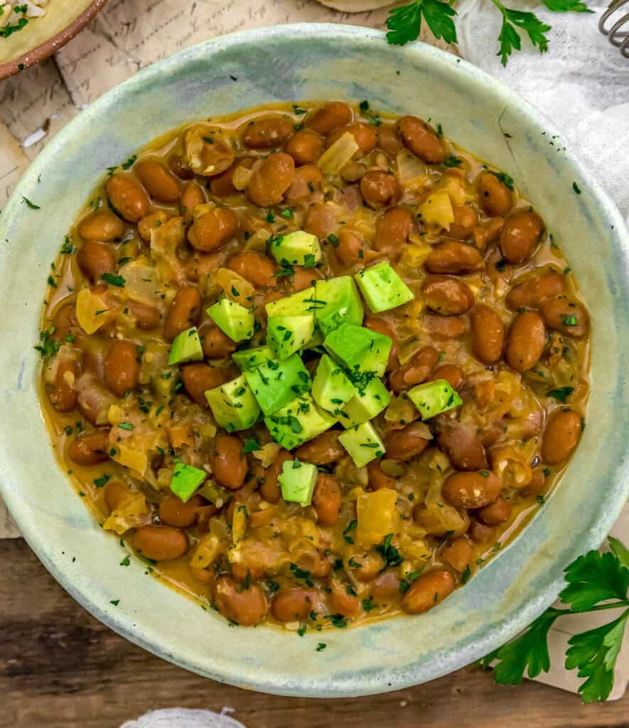 Vegan Cheesy Pinto Beans - Monkey and Me Kitchen Adventures